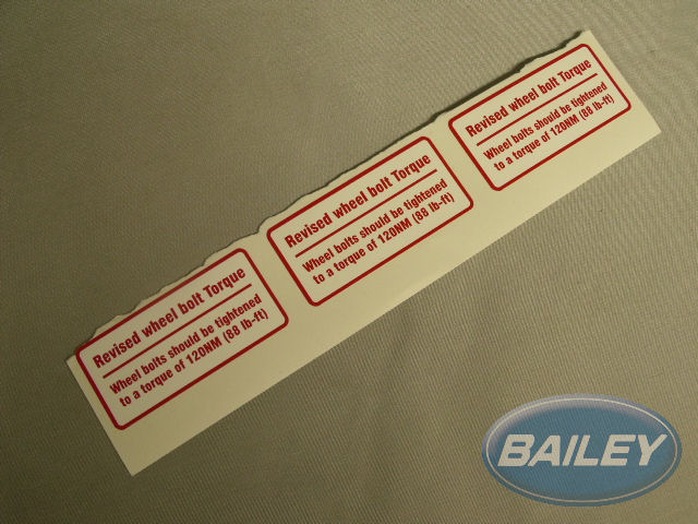 Revised wheel bolt label (120Nm) | PRIMA Leisure