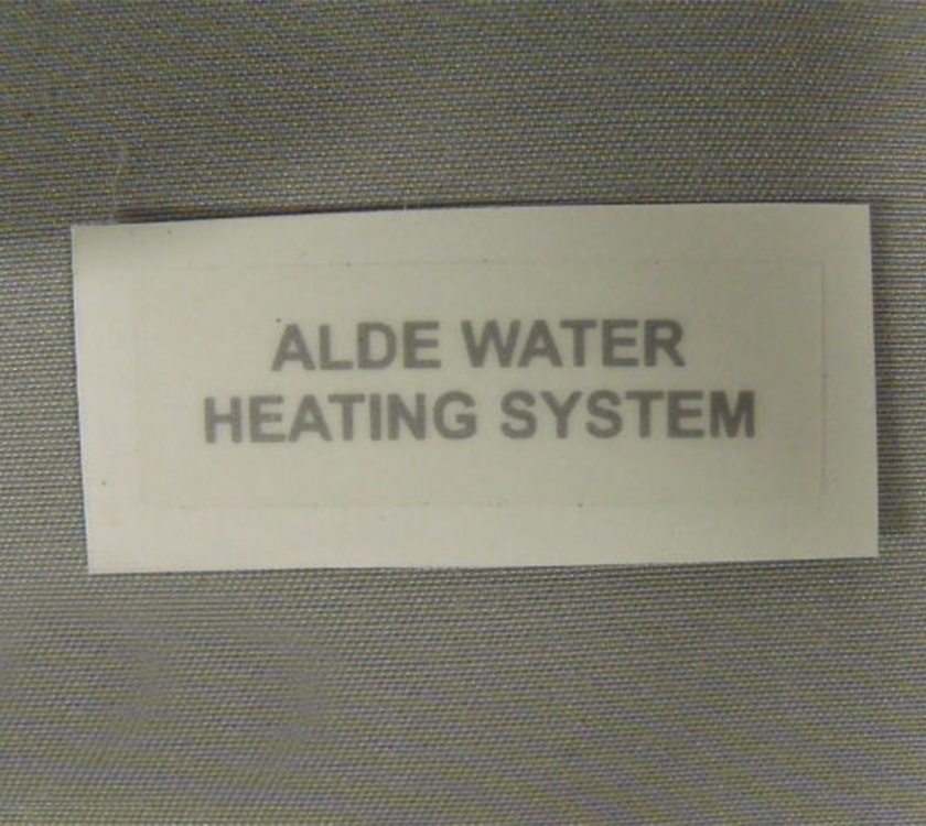 Alde Water Heating System Label | PRIMA Leisure